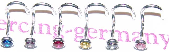 Nasenpiercing Stecker 925er Silber Hochglanz mit Glitzerstein | K5928