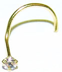Echt Gold Nasenpiercing Stecker mit Kristall