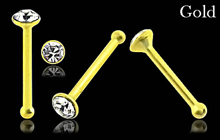 Echt Gold Nasenpiercing Schmuck Stecker mit Kristall