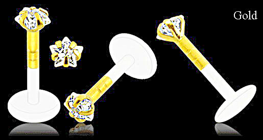 Echtgold Labret Ohr Co Piercing Stecker Glitzerkugel | GOLD1F