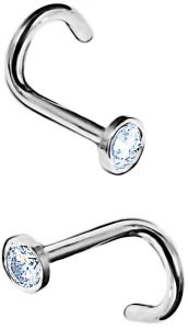 925 echt Silber Sterlingsilber Nasenpiercing Nasen-Stecker mit Stein