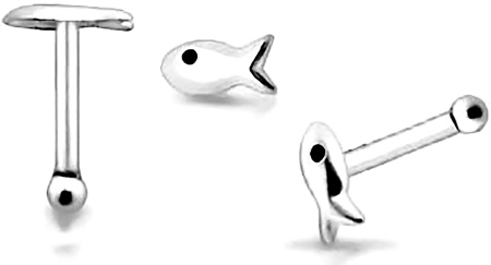 925 Sterlingsilber Nasenpiercing Nasenstecker Fisch