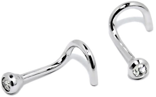 18 Karat 750er Weißgold Nasenpiercing Stecker mit Stein