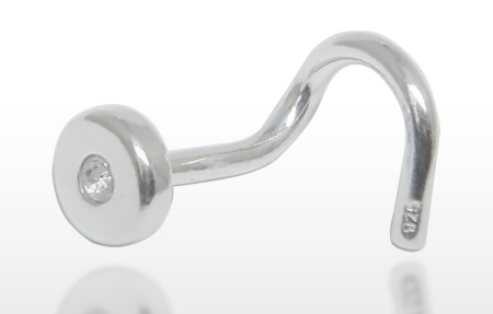 Nasenpiercing Stecker 925er Silber Hochglanz mit Glitzerstein