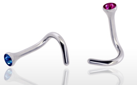 Nasenpiercing Stecker Titan mit sw Kristall