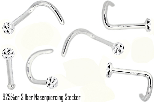 925er Silber Nasenpiercing Stecker ohne Stein | NPPS7