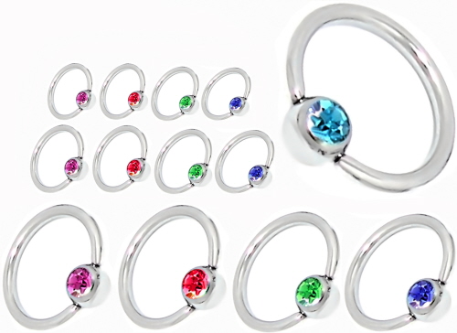 Piercing Schmuck Ball Closure Ring mit Glitzerstein | BBCR12