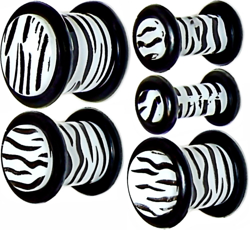 Zebra Color Piercing Plug mit Gummiringe | LG9944